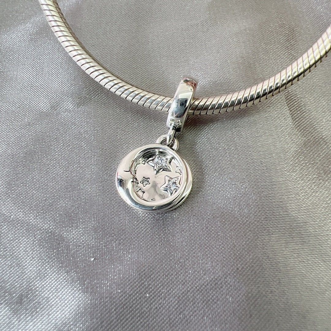 Sleeping Moon and Stars Dangle Charm, Charms for Bracelet, Girl Dangle ...