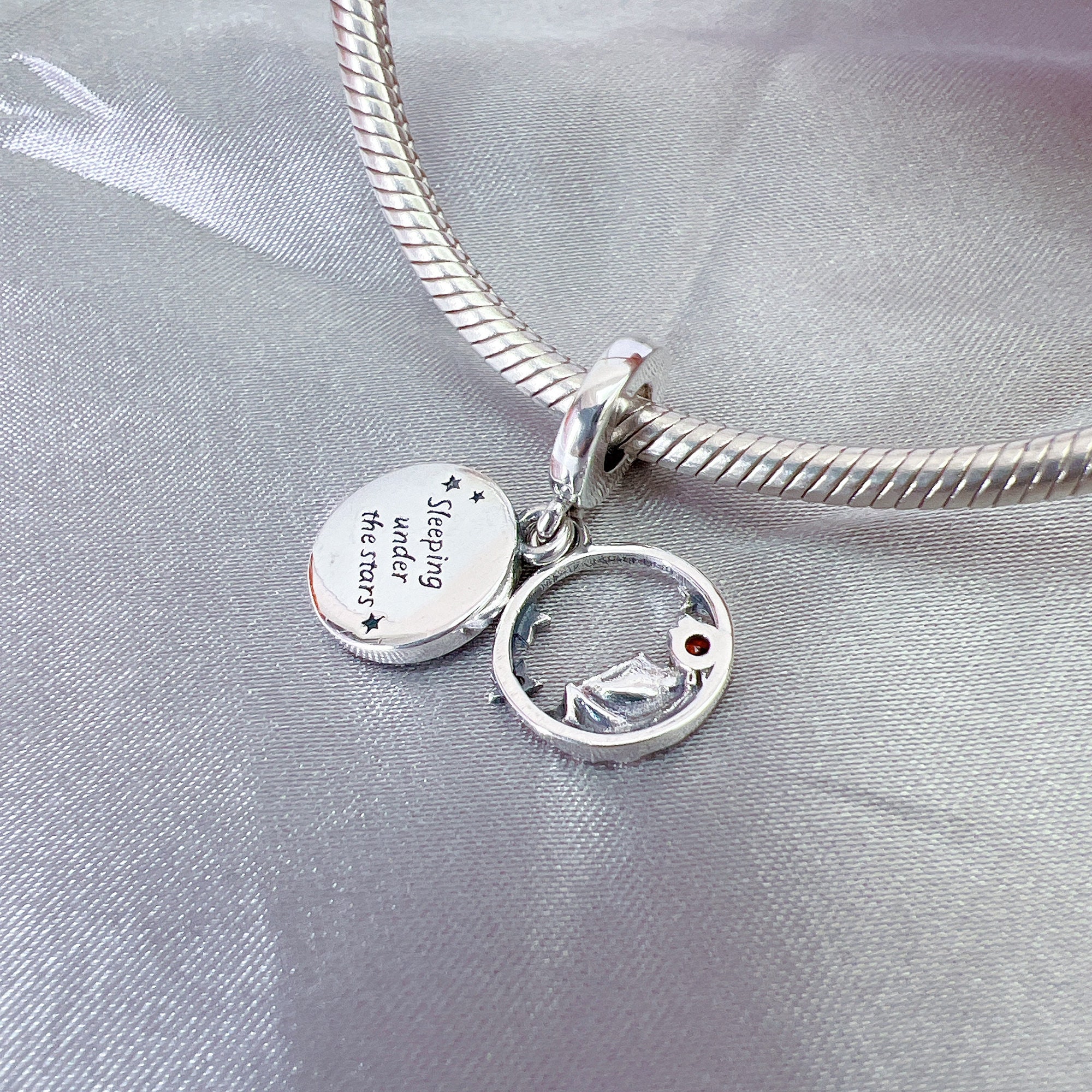 Camping Night Sky Double Dangle Charm, Charms for Bracelet, Girl Dangle ...