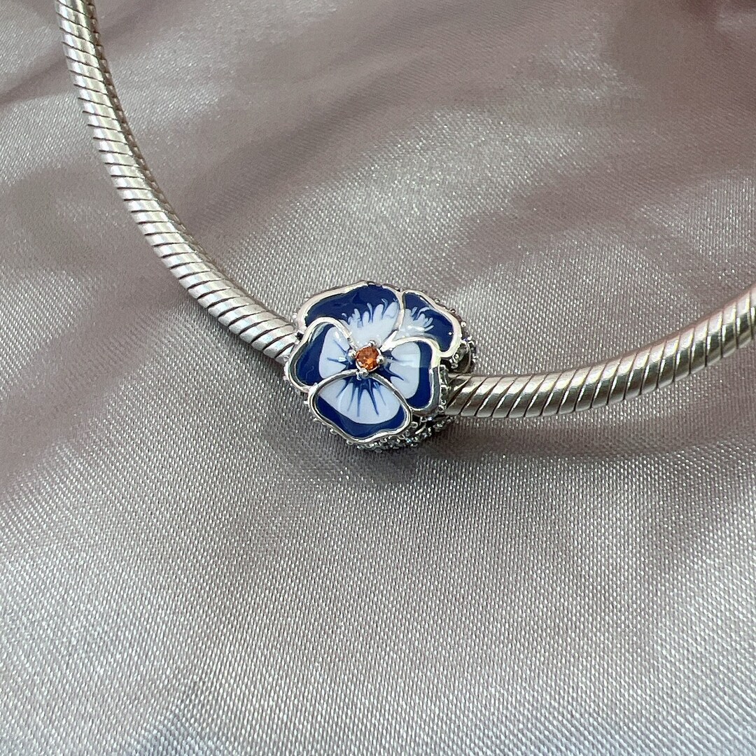 Blue Pansy Flower Charm, Charms for Bracelet, Girl Dangle Charm ...
