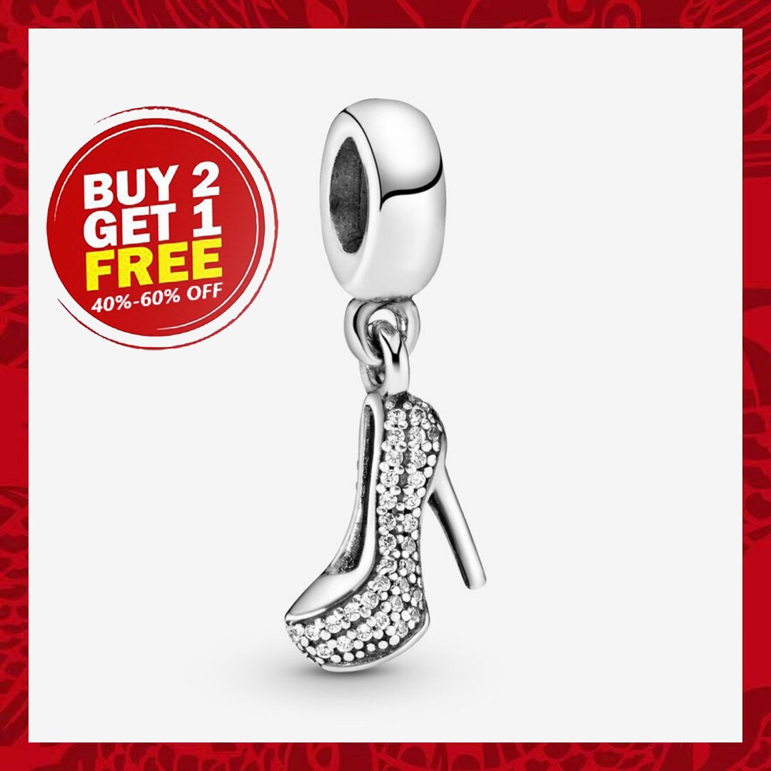 Pavé Stiletto Shoe Dangle Charm, Charms for Bracelet, Girl Dangle Charm ...