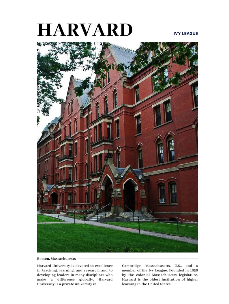 Harvard | Ivy League University Room Decor Print - Etsy