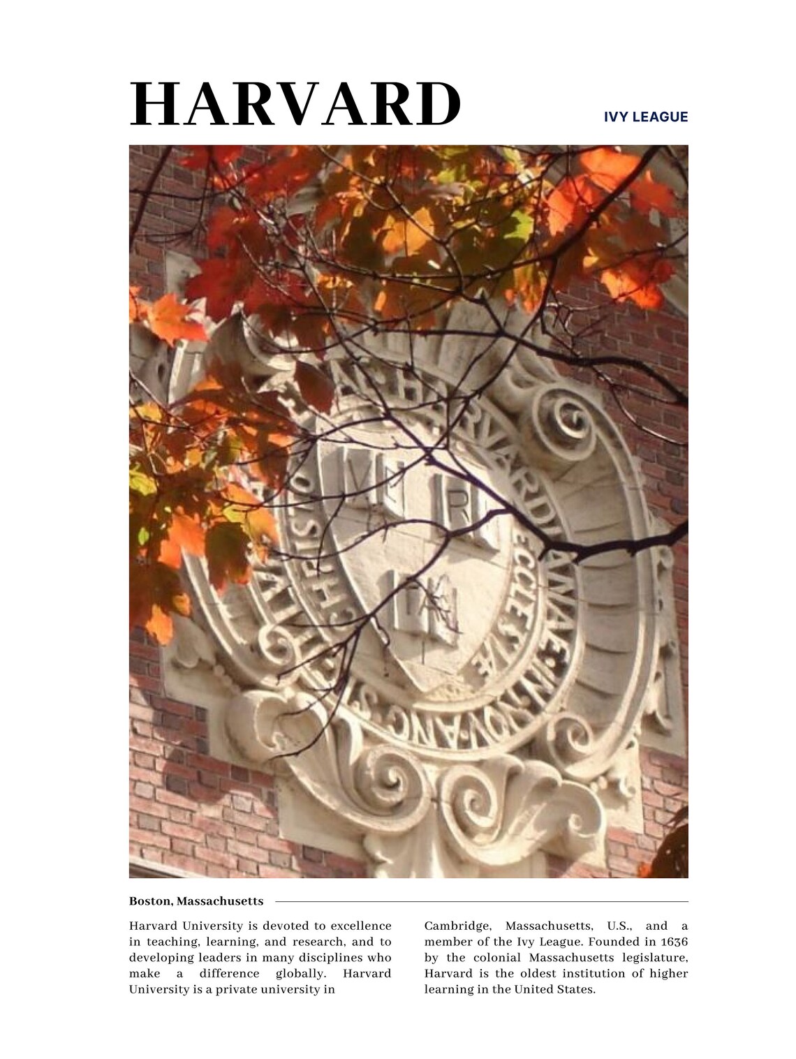 Harvard | Ivy League University Room Decor Print - Etsy