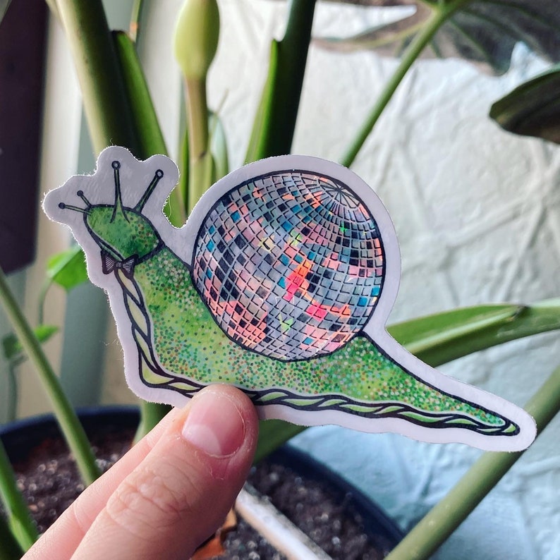 Disco Snail Holographic Sticker - Etsy