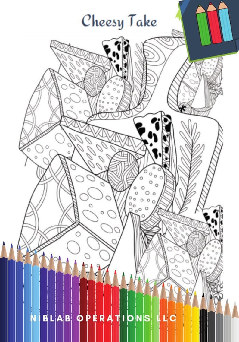 Food Coloring Page, Cheese Coloring Page, Instant Download - Etsy
