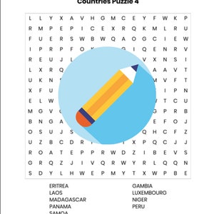 Countries Word Search, Games, Puzzles Printables, PDF & PNG, Over 180 ...
