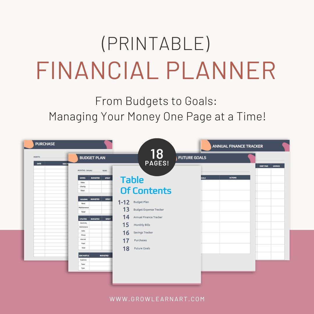 Printable Financial Planner | Budget Tracker | Expense Log | Savings ...