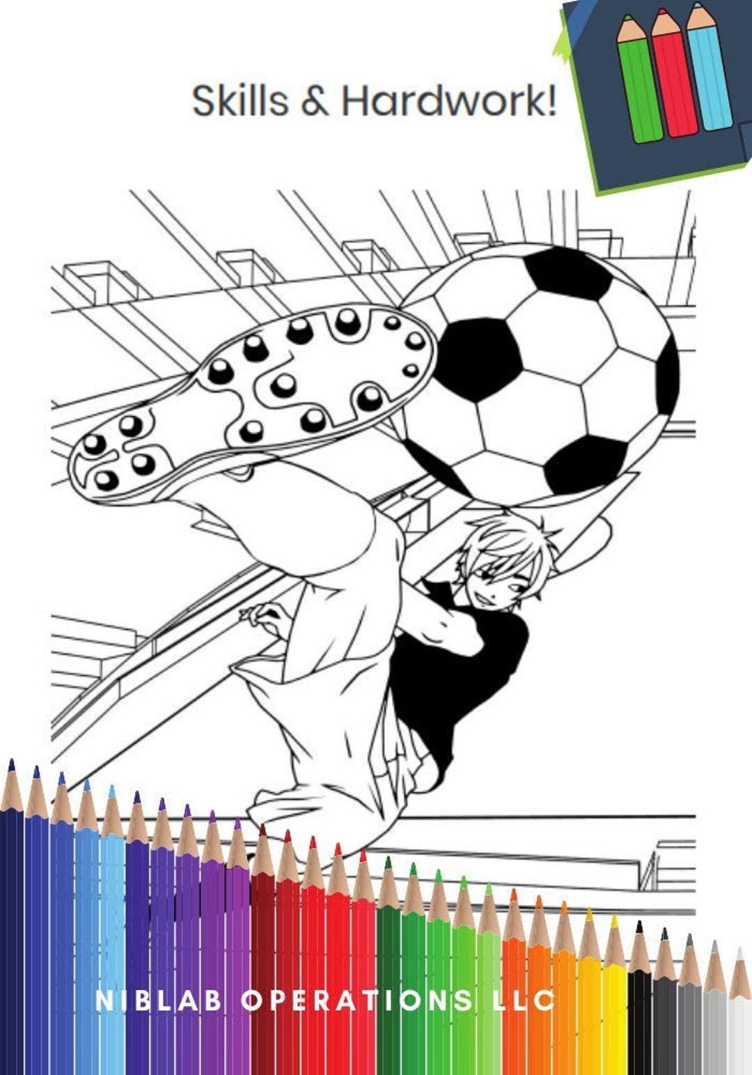 Soccer Color Page, Sports Color Page, Soccer Coloring Page, Instant ...