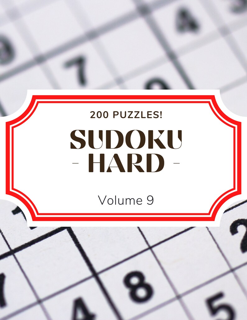 Sudoku Hard, Sudoku Printable, Sudoku Puzzle, PDF Download, 200 ...