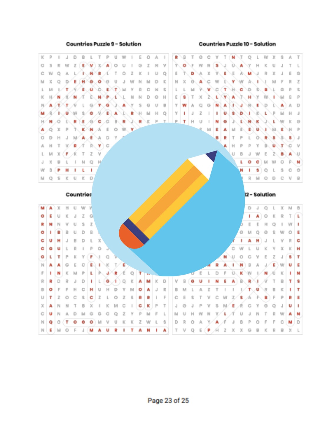 Countries Word Search, Games, Puzzles Printables, PDF & PNG, Over 180 ...