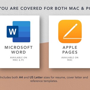 Modern Resume Template for Word & Mac Pages, Executive Resume, CV ...