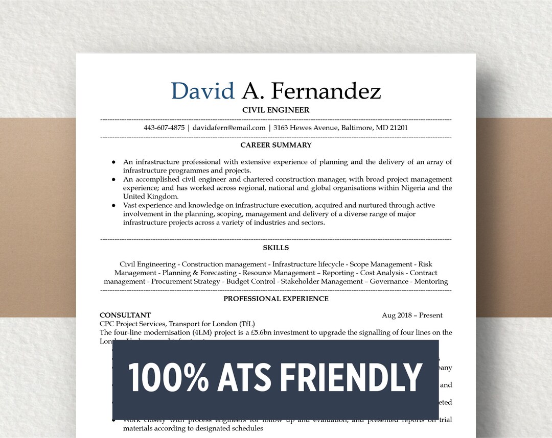 ATS Friendly Resume Template Google Docs, Modern Resume, CV Template ...