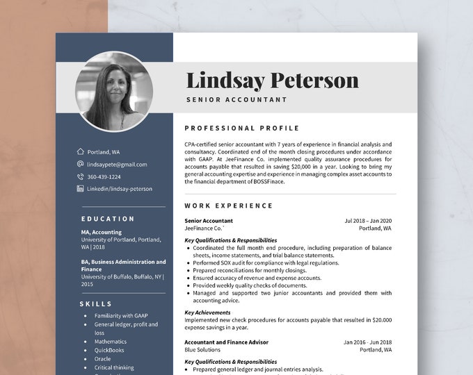 Accountant Resume Template Word & Pages, CV Template, Modern Creative ...