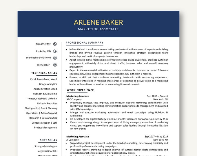Creative Resume Template for Word & Mac Pages, Manager Resume, Modern ...