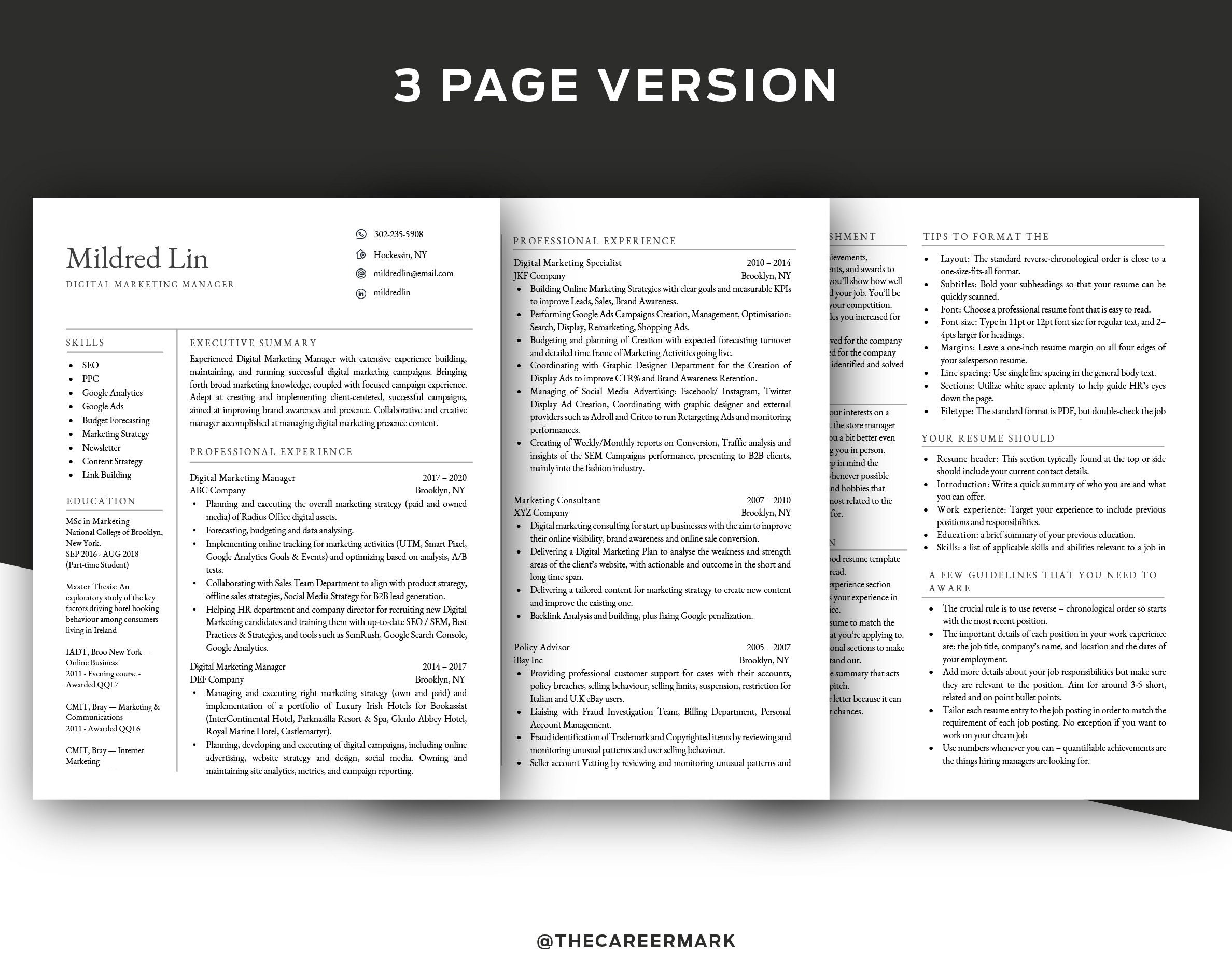 Resume Templates for Word & Pages, Manager Resume Template, Digital ...