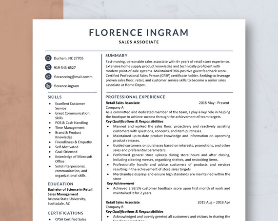 Home Depot Sales Associate Resume