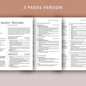 Teacher Resume Template for Word & Mac Pages, Modern Resume, CV ...