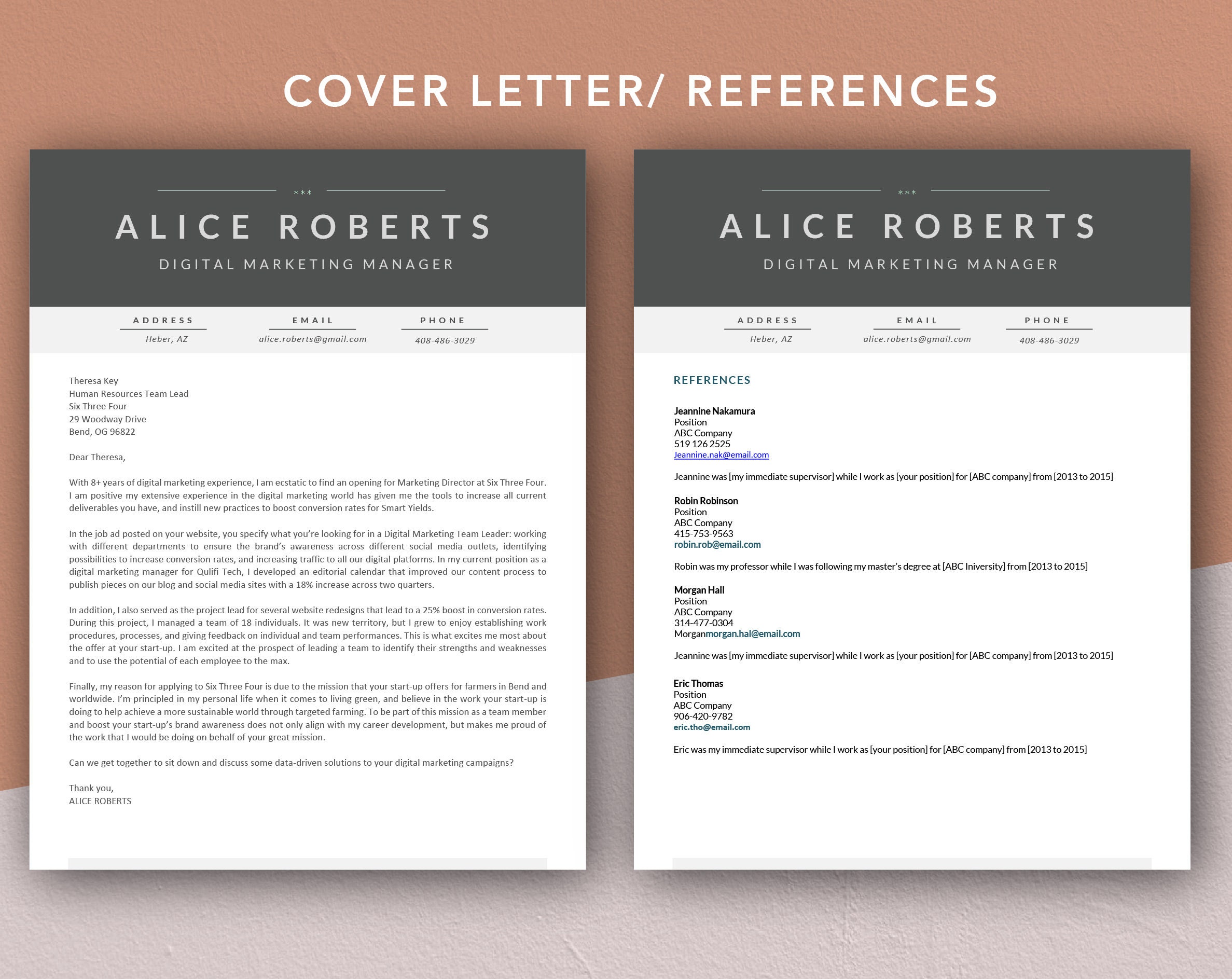 Creative Resume Template for Word & Mac Pages, Manager Resume, Modern ...