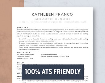 Resume Template, ATS Resume Template for Microsoft Word & Mac Apple ...