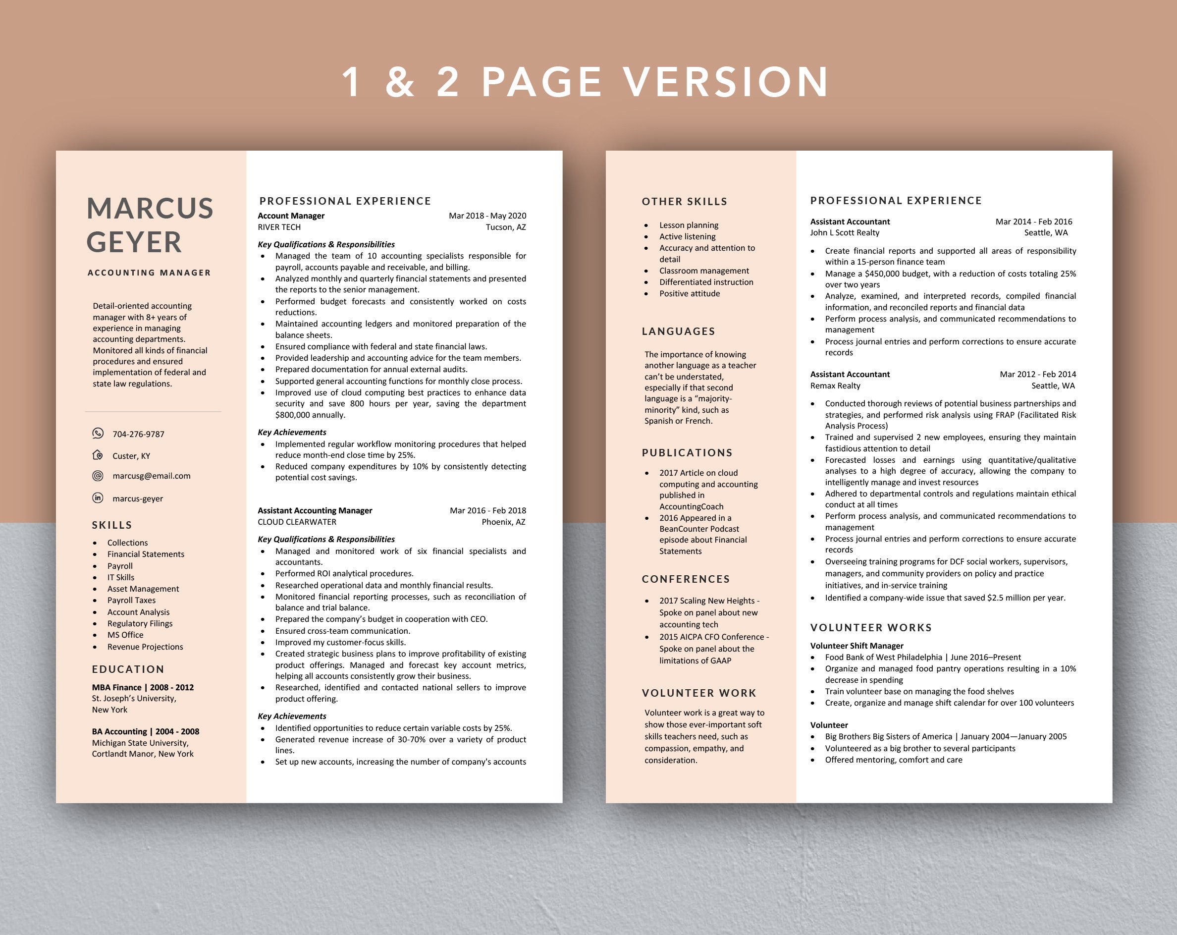 Creative Modern Resume Template Word & Mac Pages, Professional Resume ...