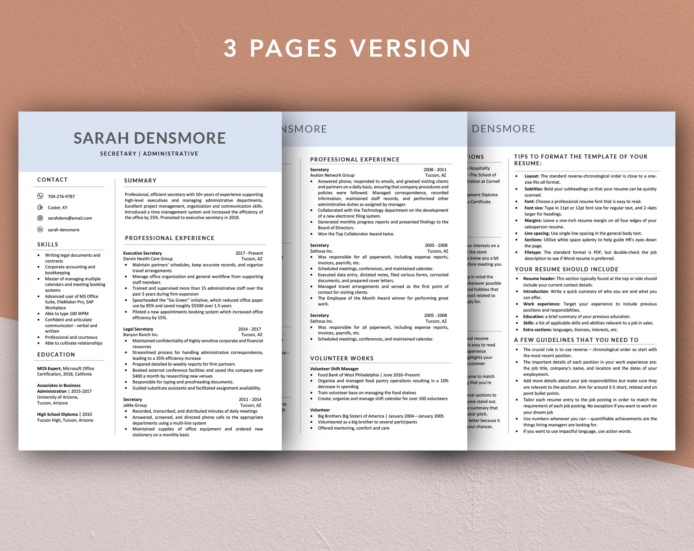 Modern Resume Template Word & Mac Pages Professional Resume - Etsy