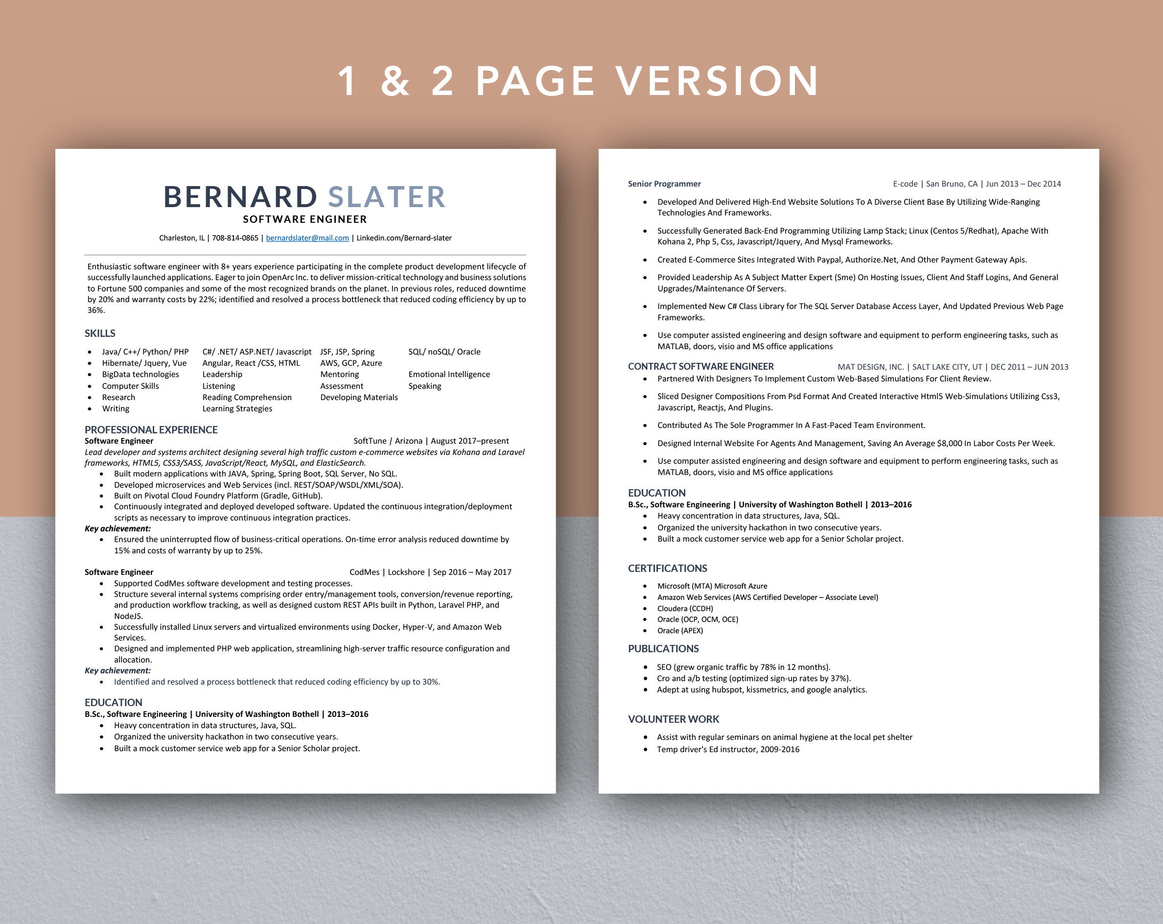ATS Resume Template for Word & Mac Pages, Modern Resume Template ...