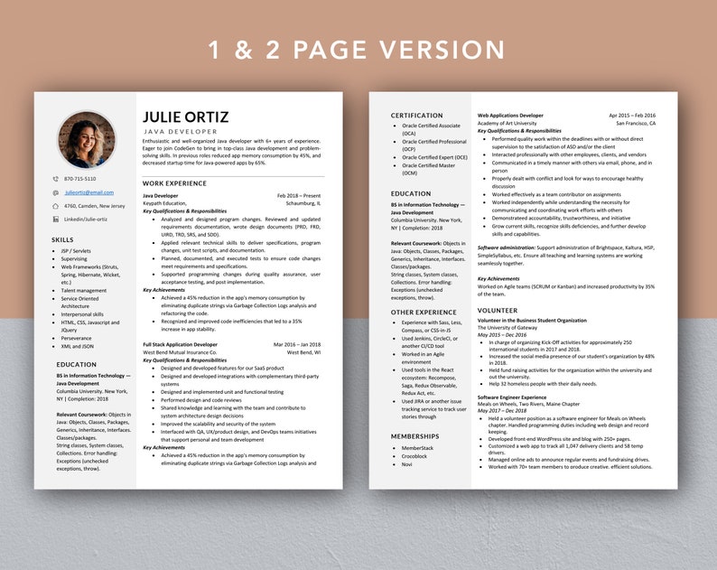Creative Resume Template Word & Pages Modern Resume Professional Resume ...