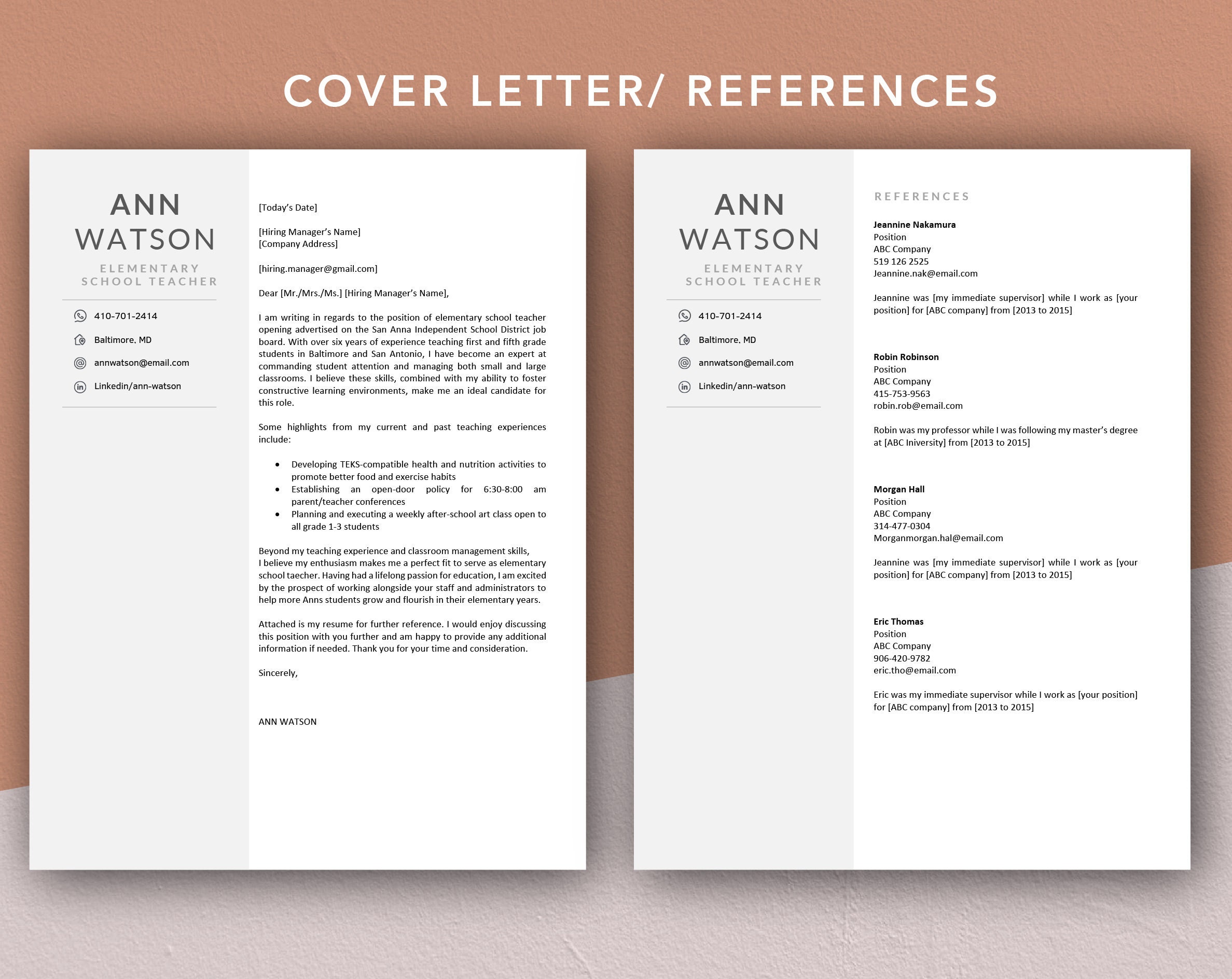 Resume Template Word & Pages Teacher Resume CV Template - Etsy Canada