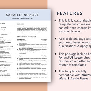 Modern Resume Template Word & Mac Pages Professional Resume - Etsy