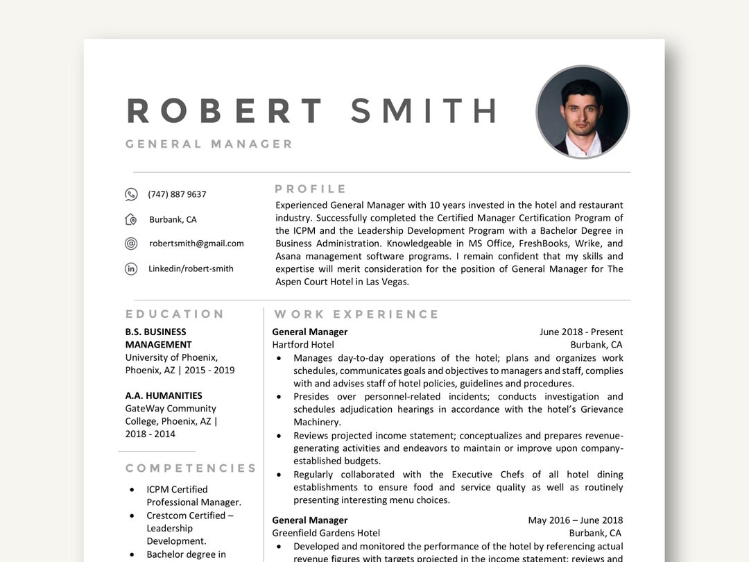 Modern Creative Resume Template Word & Mac Pages Executive Manager ...