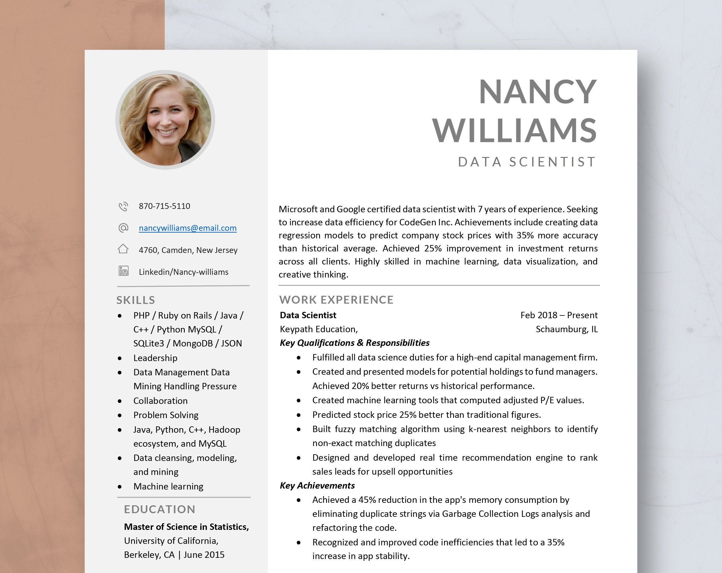 Creative Resume Template for Word & Pages, Professional Resume, Modern ...