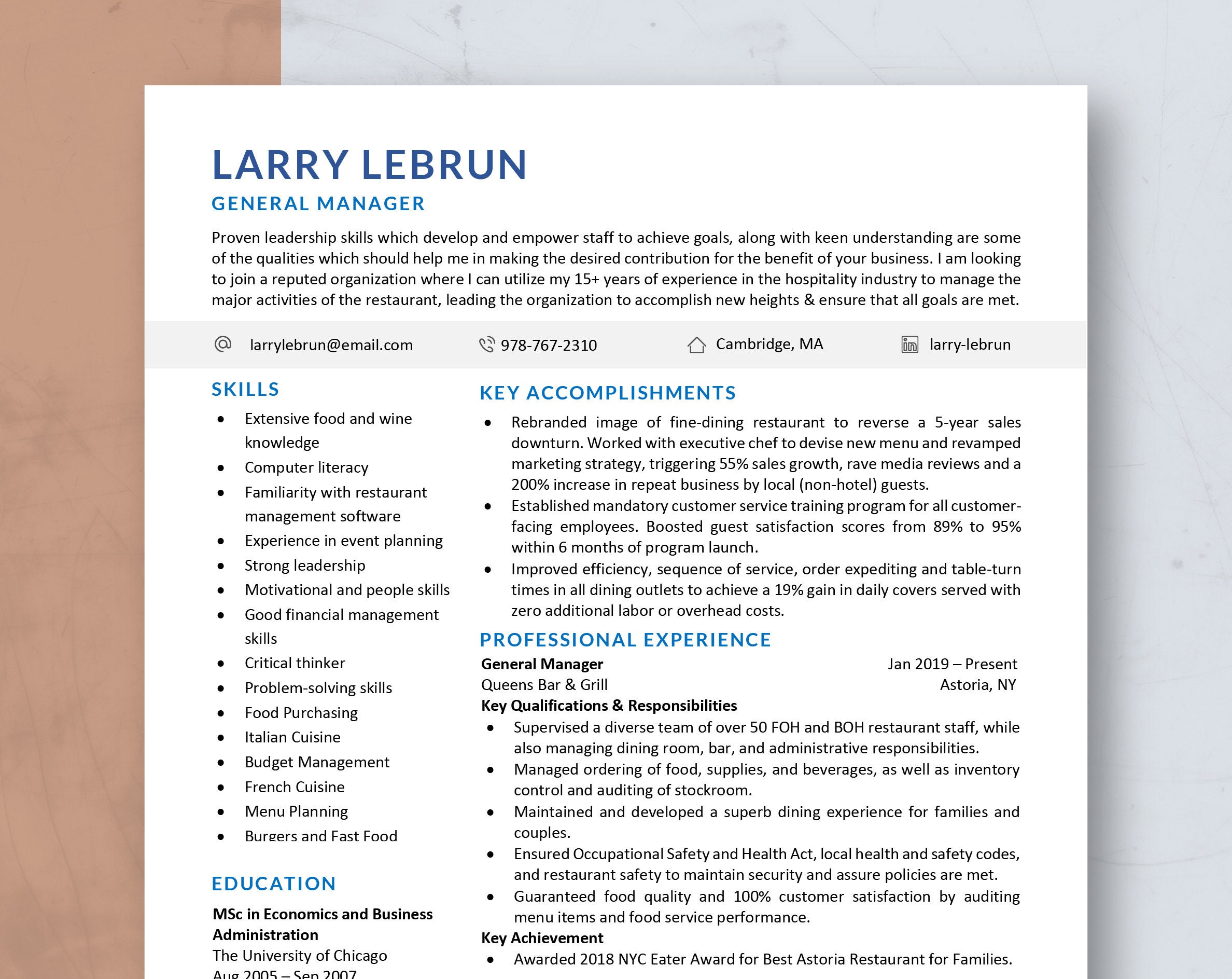 Executive Resume Template Word & Pages, CV Template, Editable ...