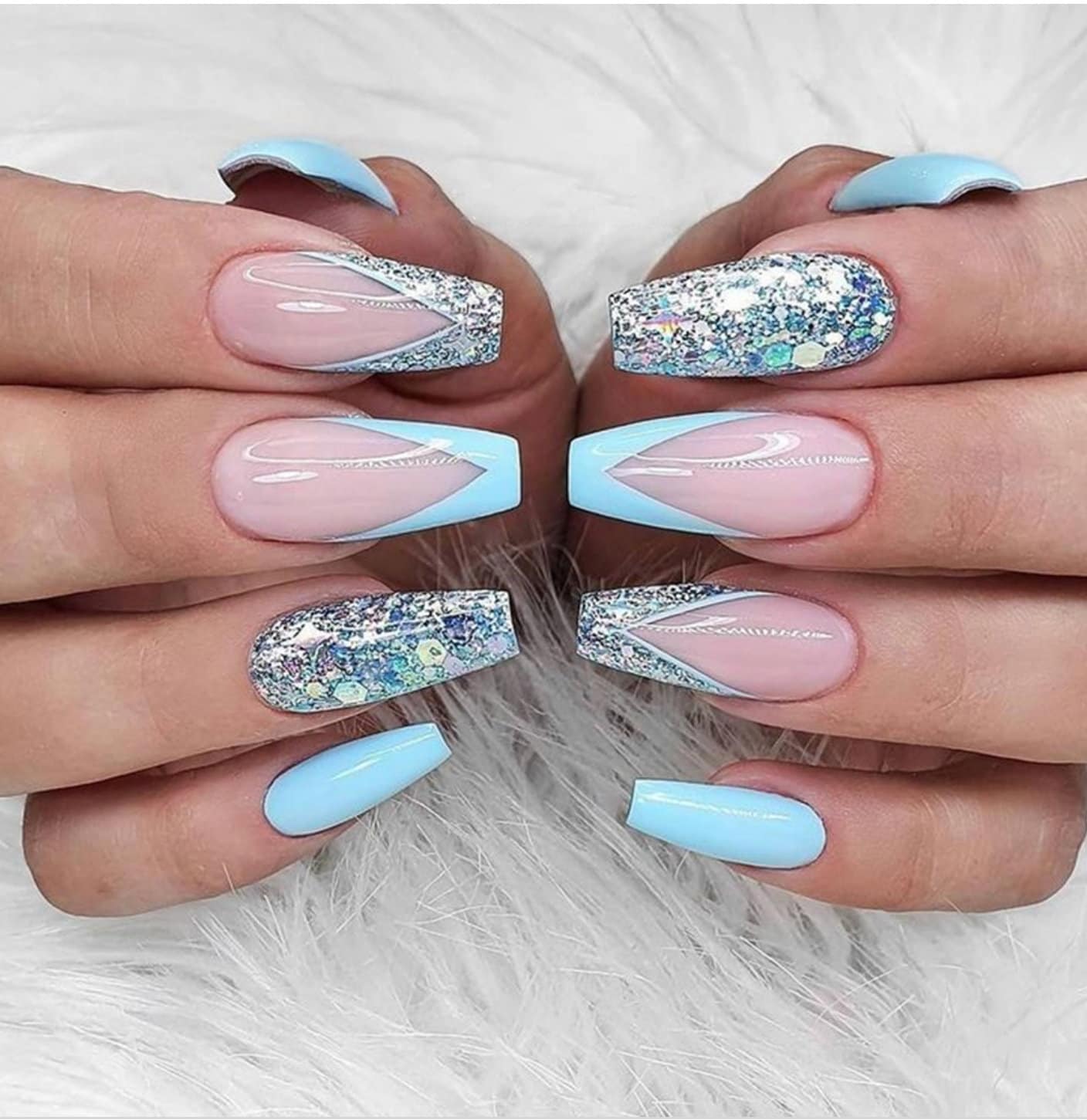 Blue And Silver French Nails