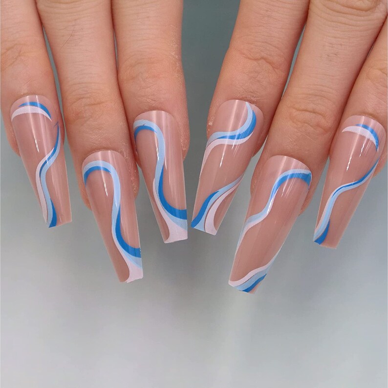 24pcs Professional Fake Nails Long Ballerina Nail Tips Press - Etsy