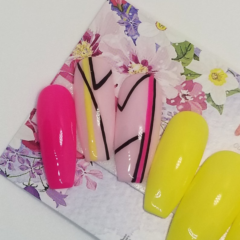 Yellow and Hot Pink 80's Neon Design in Any Shape or - Etsy