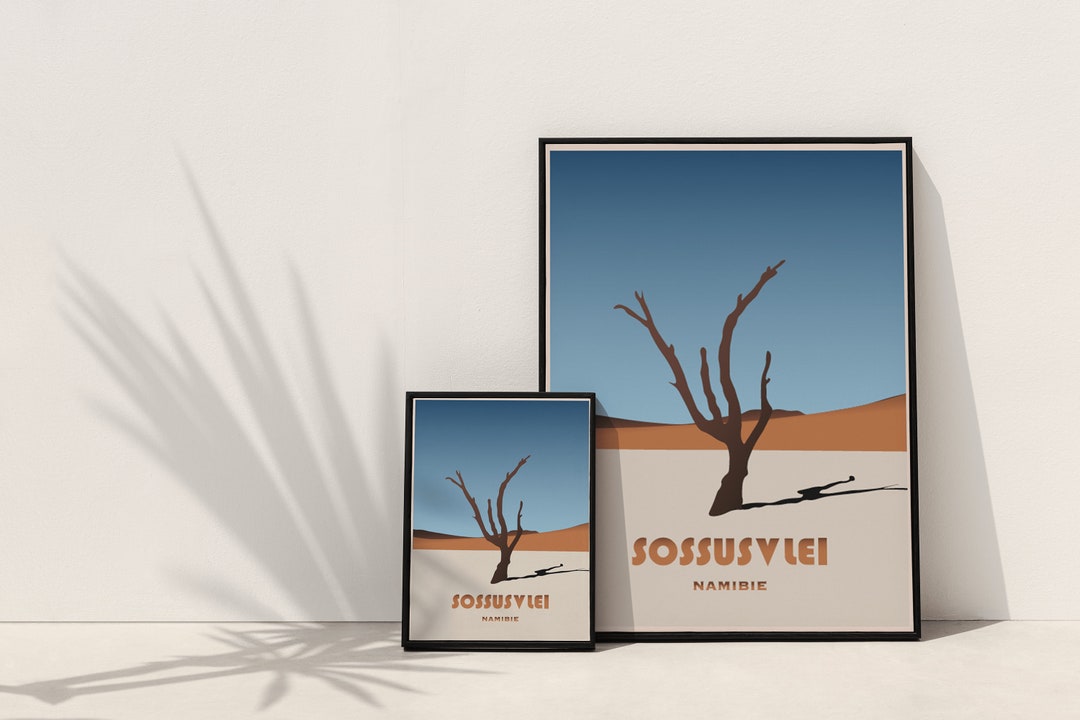 Poster Namibia Sossuslvei Desert Sky Blue Travel Printed on Paper Matte ...