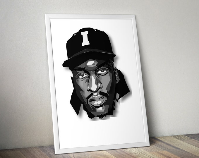 Rakim Hip Hop Graphic Design A4 Print A3 Print Digital Art by Papercuts ...