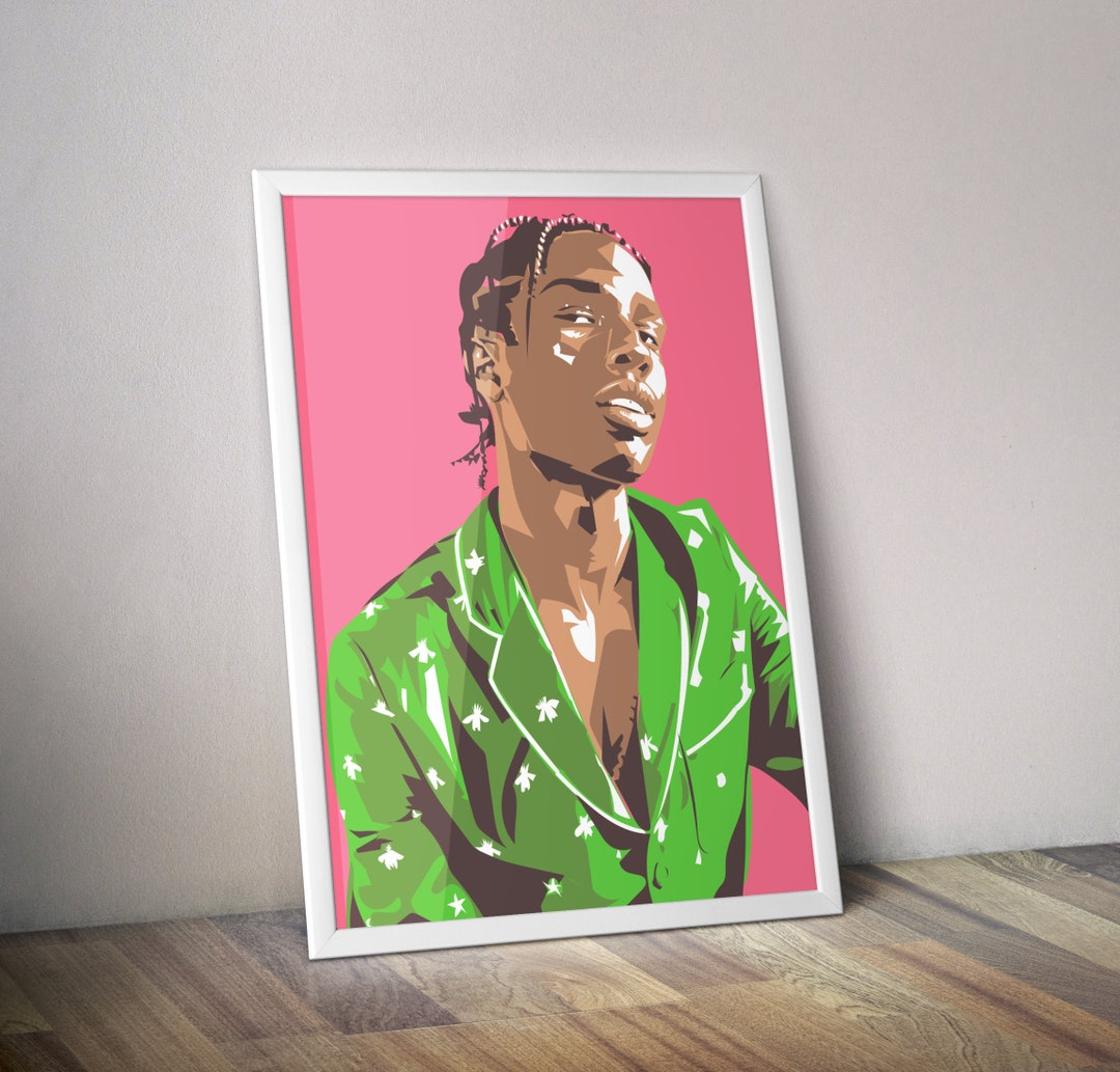 ASAP Rocky Hip Hop Graphic Design A4 Print A3 Print Digital Art by ...