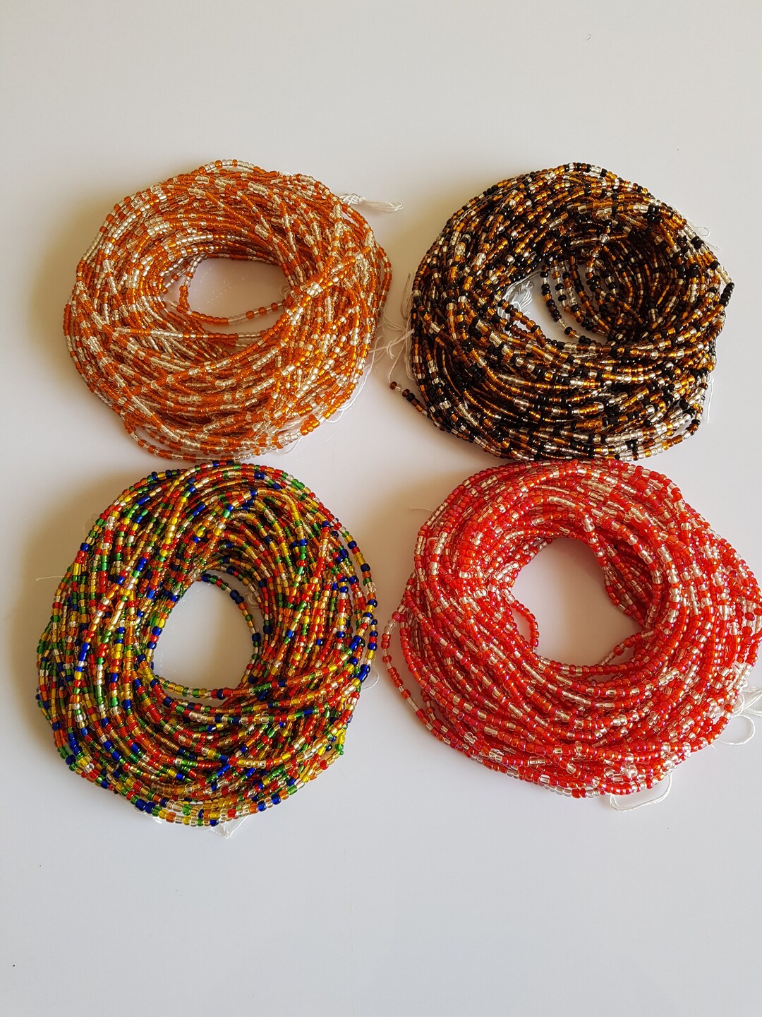 Set of 4 Tie on Waist Beads, Tummy Jewelry for Women, Colorful Waist ...