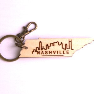 Engraved Wood Keychain, Nashville, Knoxville, Tennessee Skyline ...