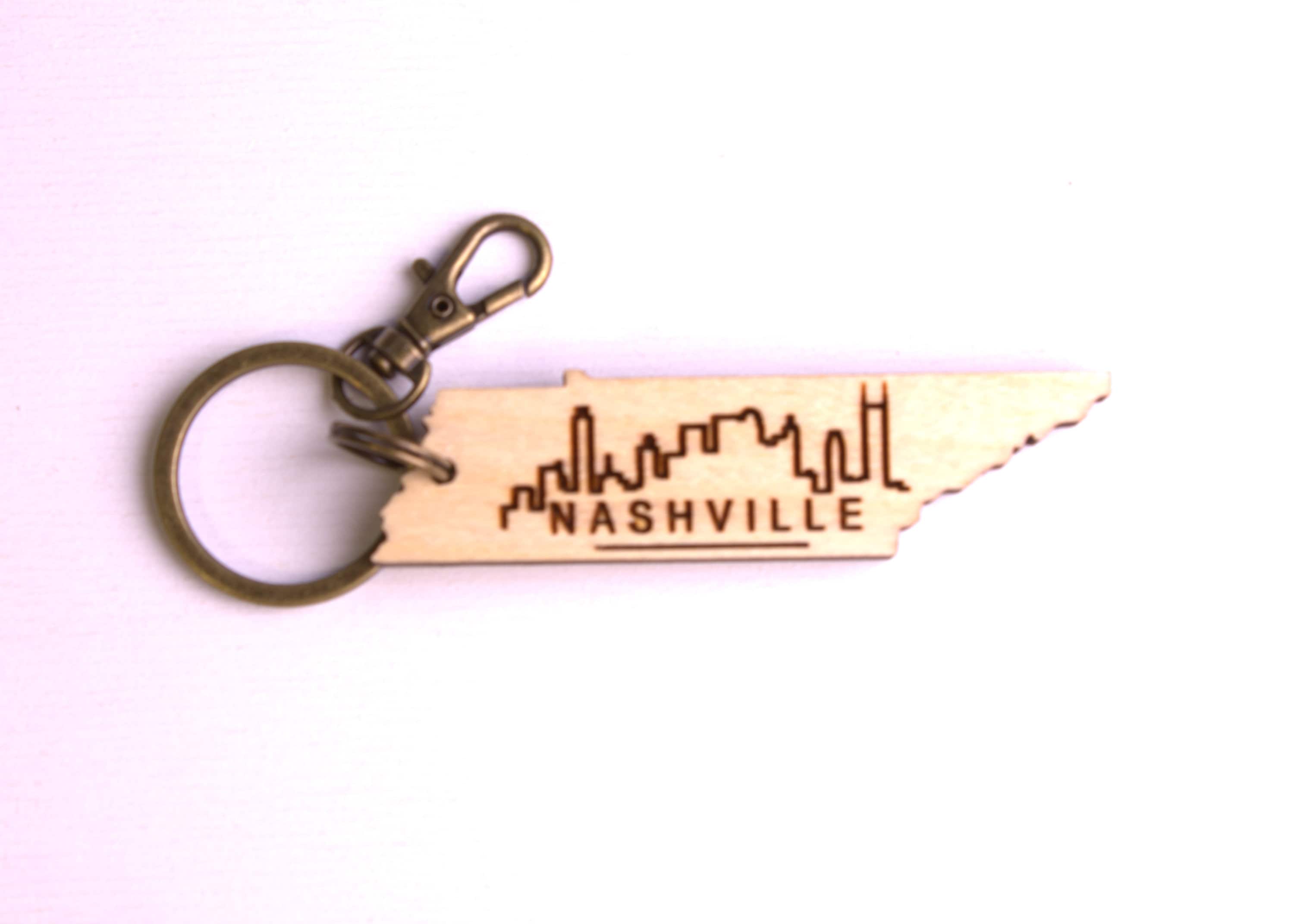 Engraved Wood Keychain Nashville Tennessee Skyline new home | Etsy