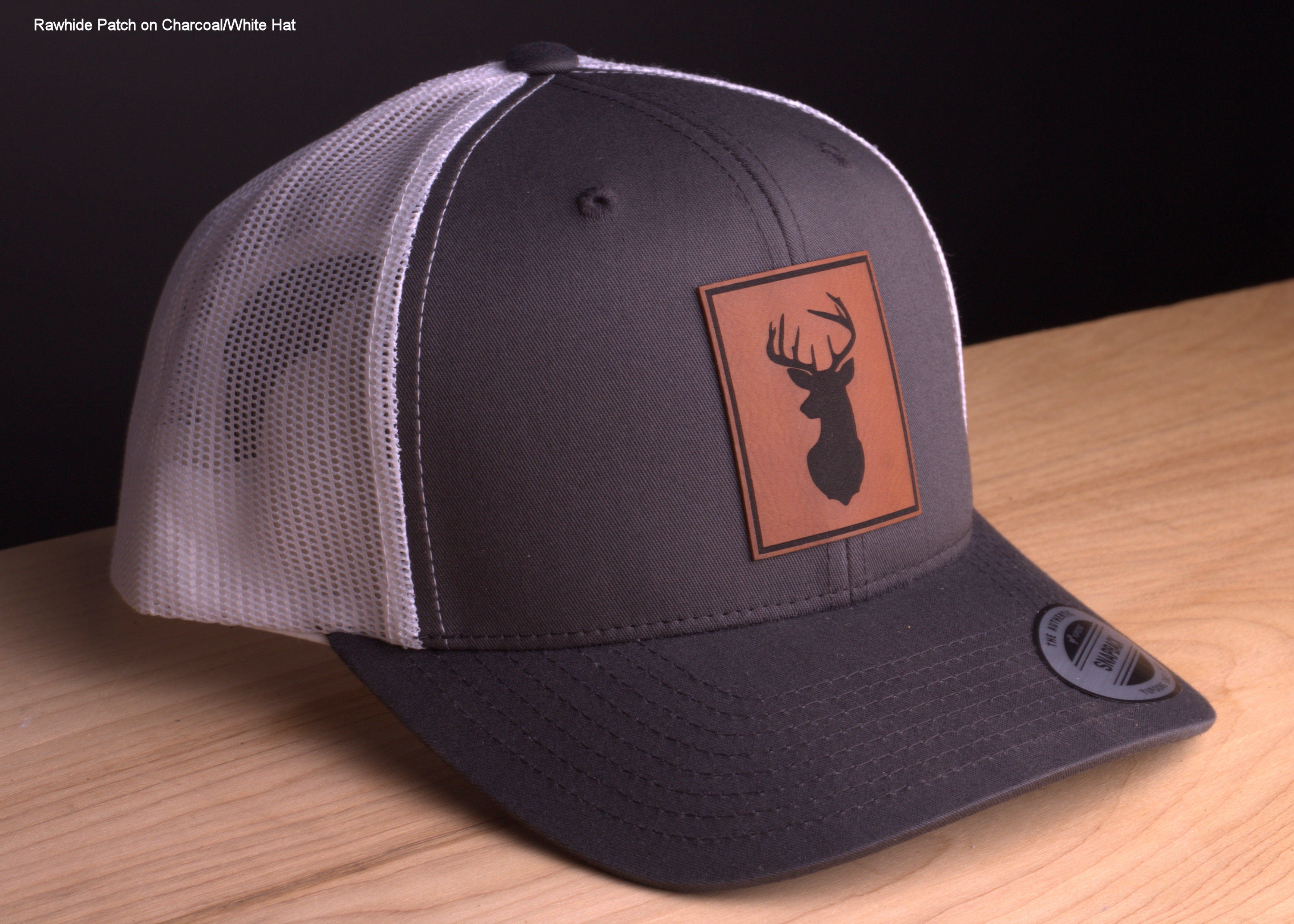 Deer Hunting Baseball Cap, Trucker Style Hat, Structured Leather Patch ...