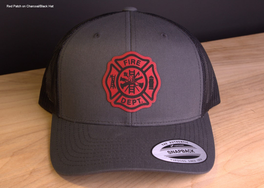 Firefighter Baseball Cap, Trucker Style Hat, Structured Leather Patch ...