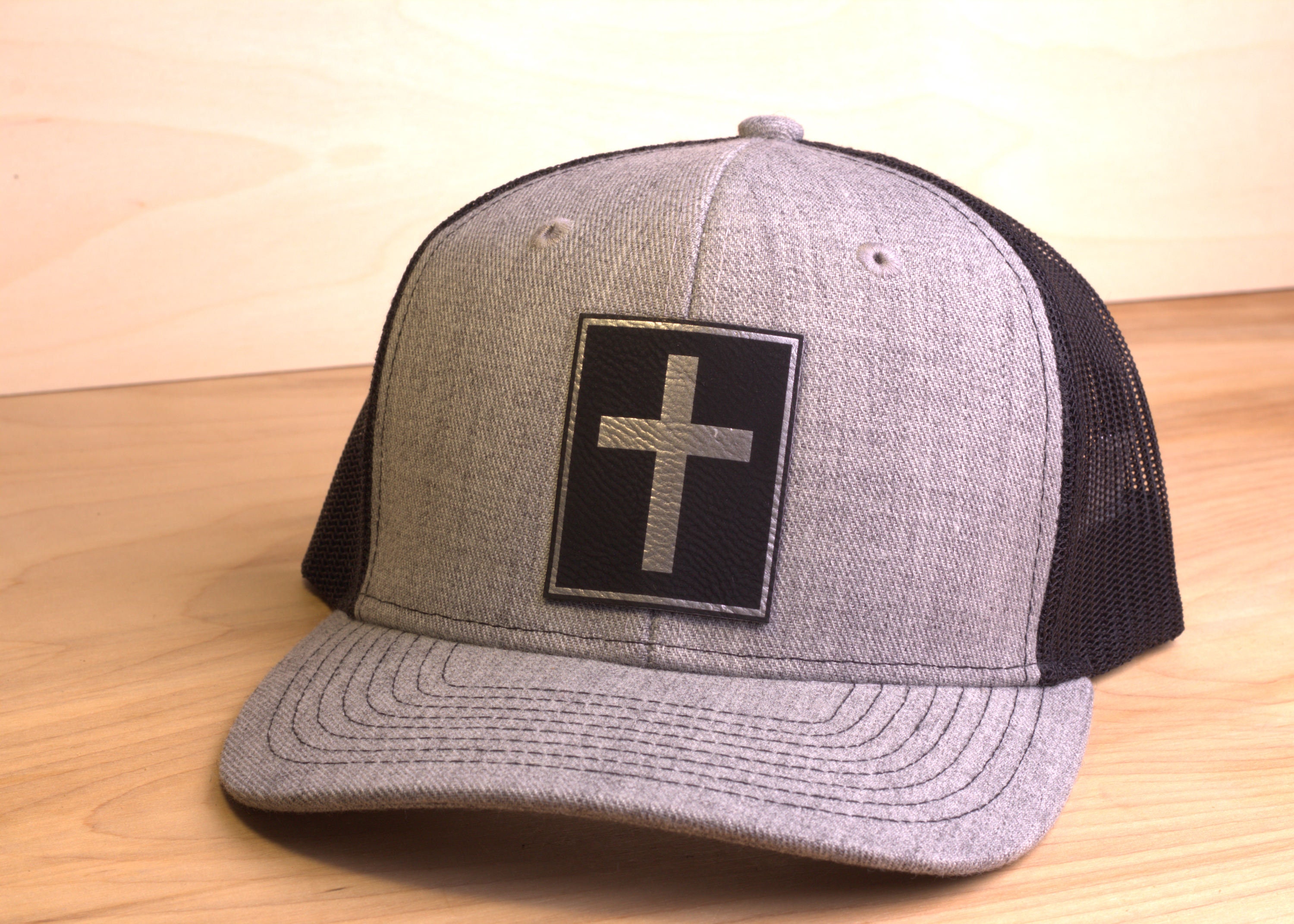 Cross Baseball Cap Trucker Style Hat Leather Patch Hat | Etsy