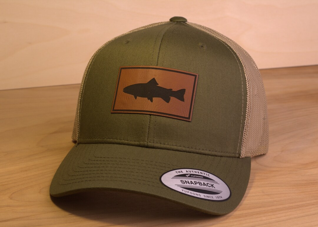 Trout Baseball Cap, Trucker Style Hat, Structured Leather Patch Hat ...