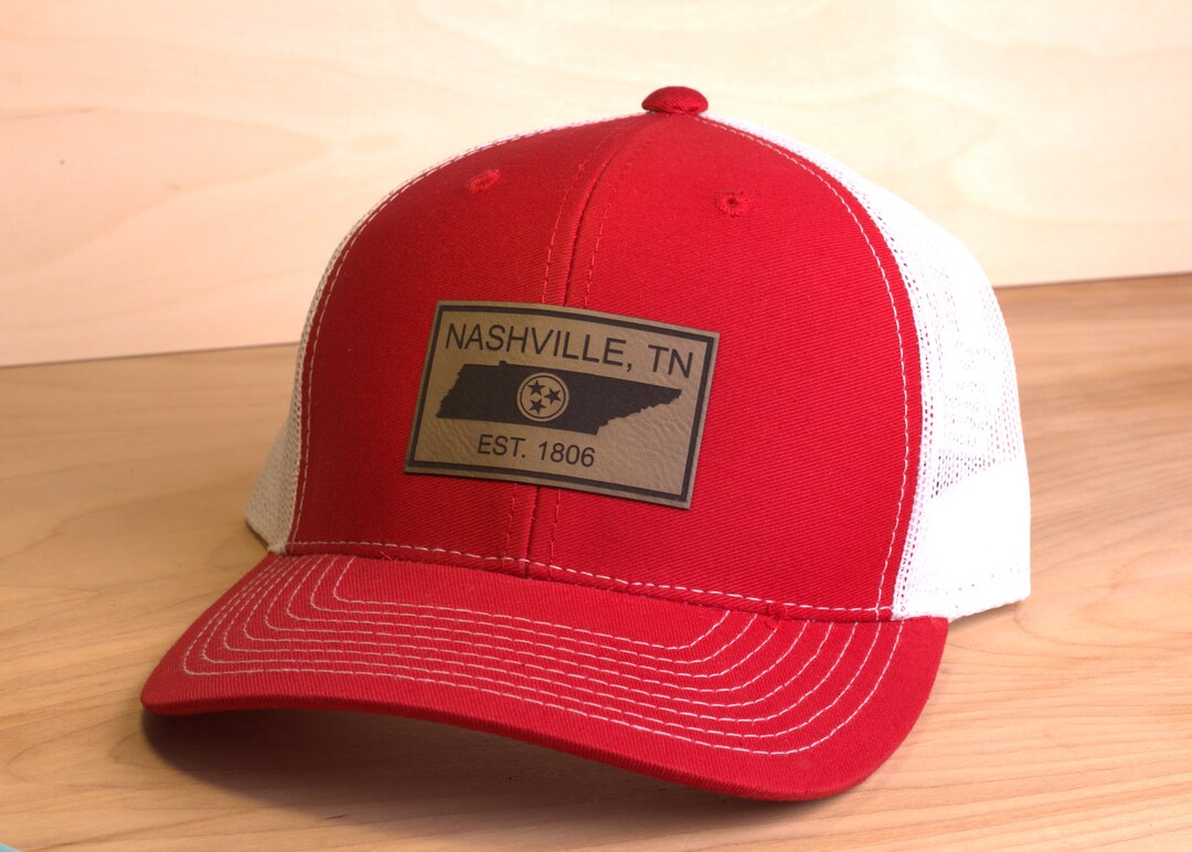 Nashville Tn Baseball Cap, Trucker Style Hat, Structured Leather Patch ...