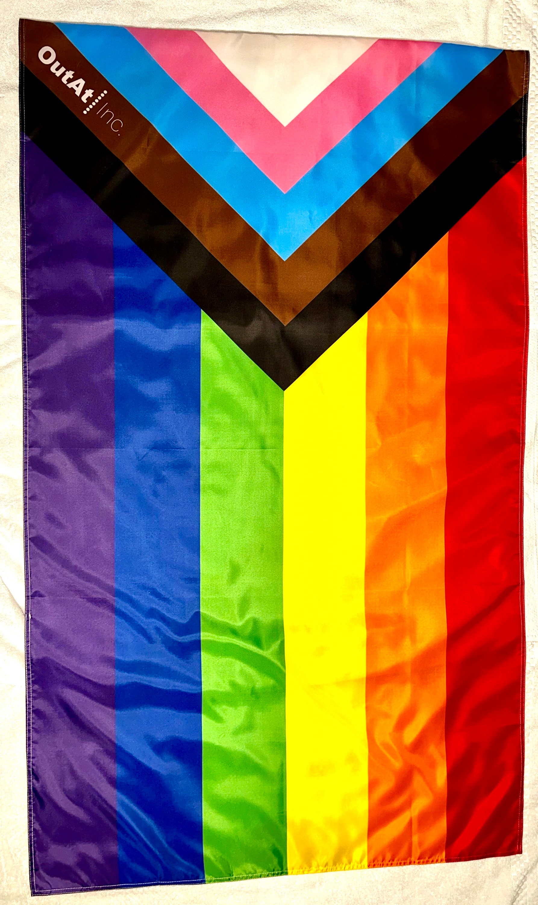 Progressive (inclusive) Pride Flag | Large | 3ft by 5ft | Fabric W ...