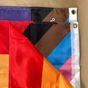 Progressive (inclusive) Pride Flag | Large | 3ft by 5ft | Fabric W ...