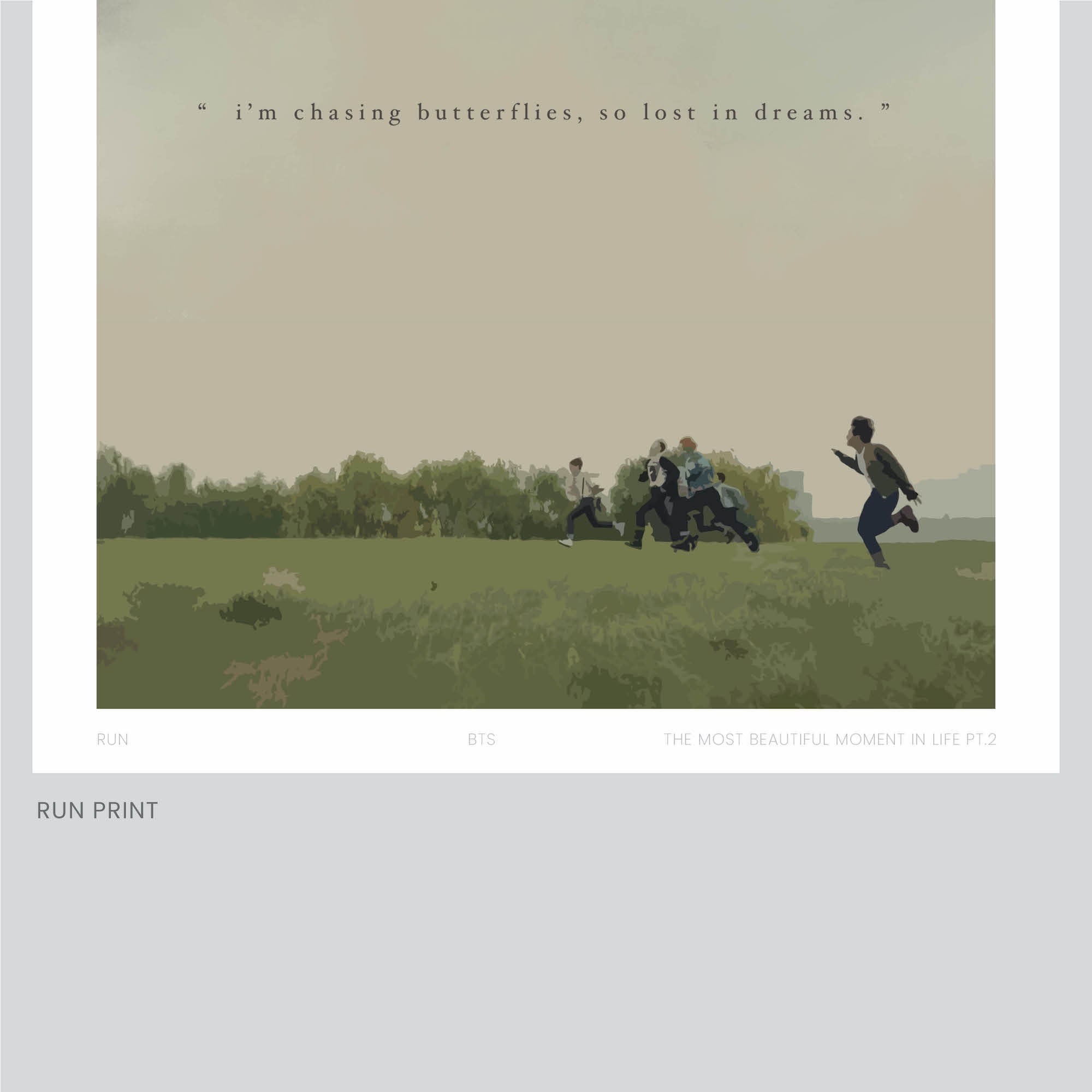 BTS Run Illustrated Print unframed | Etsy
