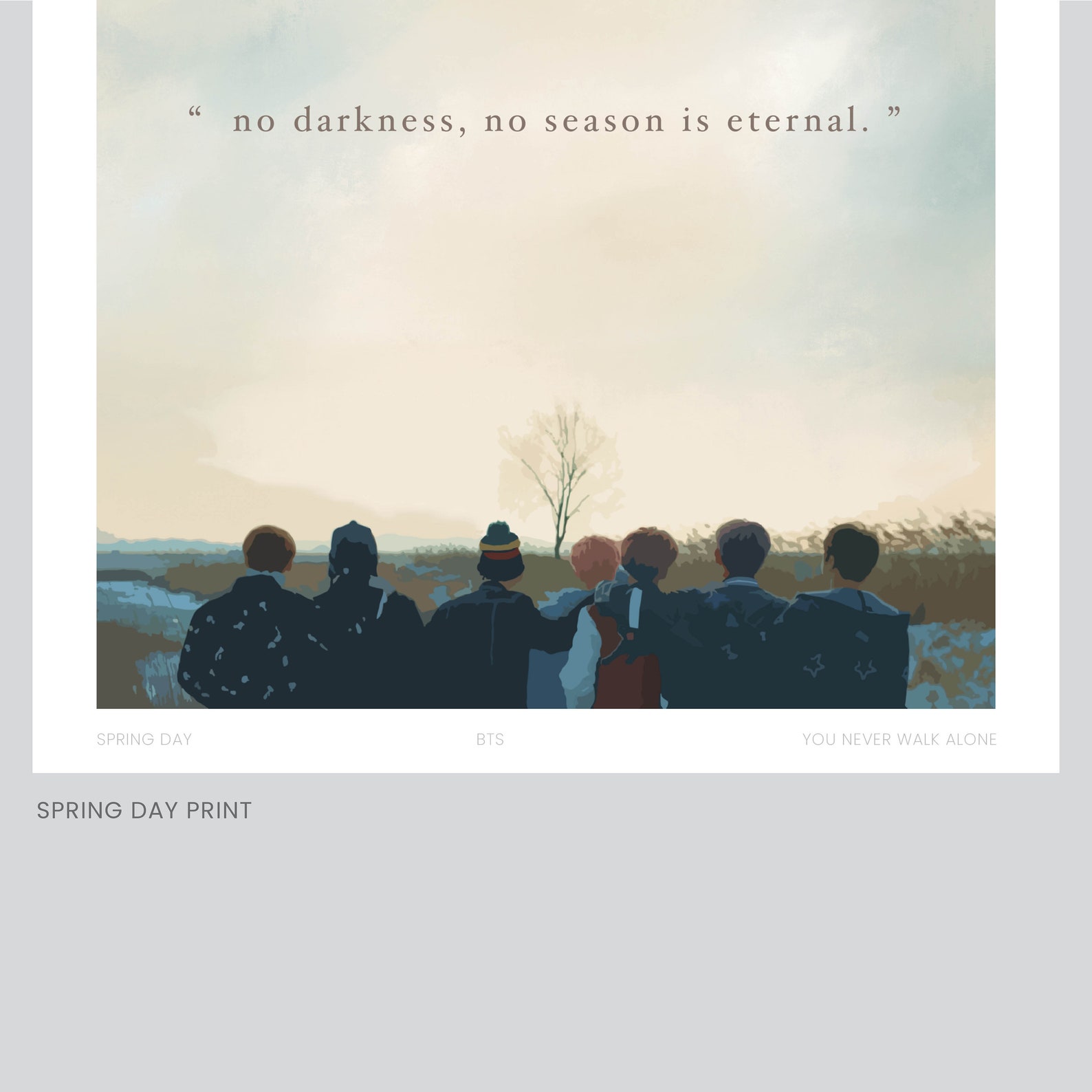 BTS Spring Day Illustrated Print Unframed | Etsy