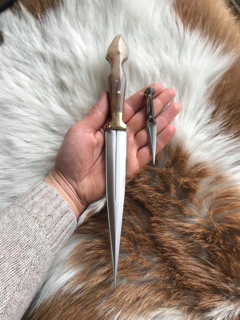 Dual Double Edged Dagger Knife Forged Custom Handmade Steel | Etsy